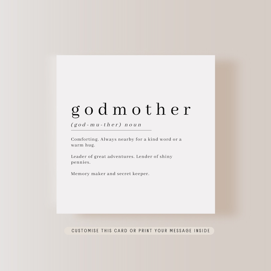 Godmother Definition Greeting Card | Personalised Card for Godparent ...