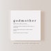 Godmother Definition Greeting Card Personalised Card for Godparent ...