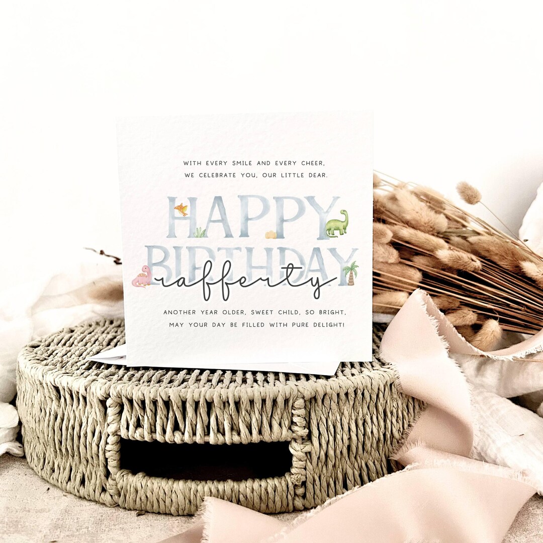 Personalised Poem Birthday Card for Little Boy | Cute Dinosaur Design ...