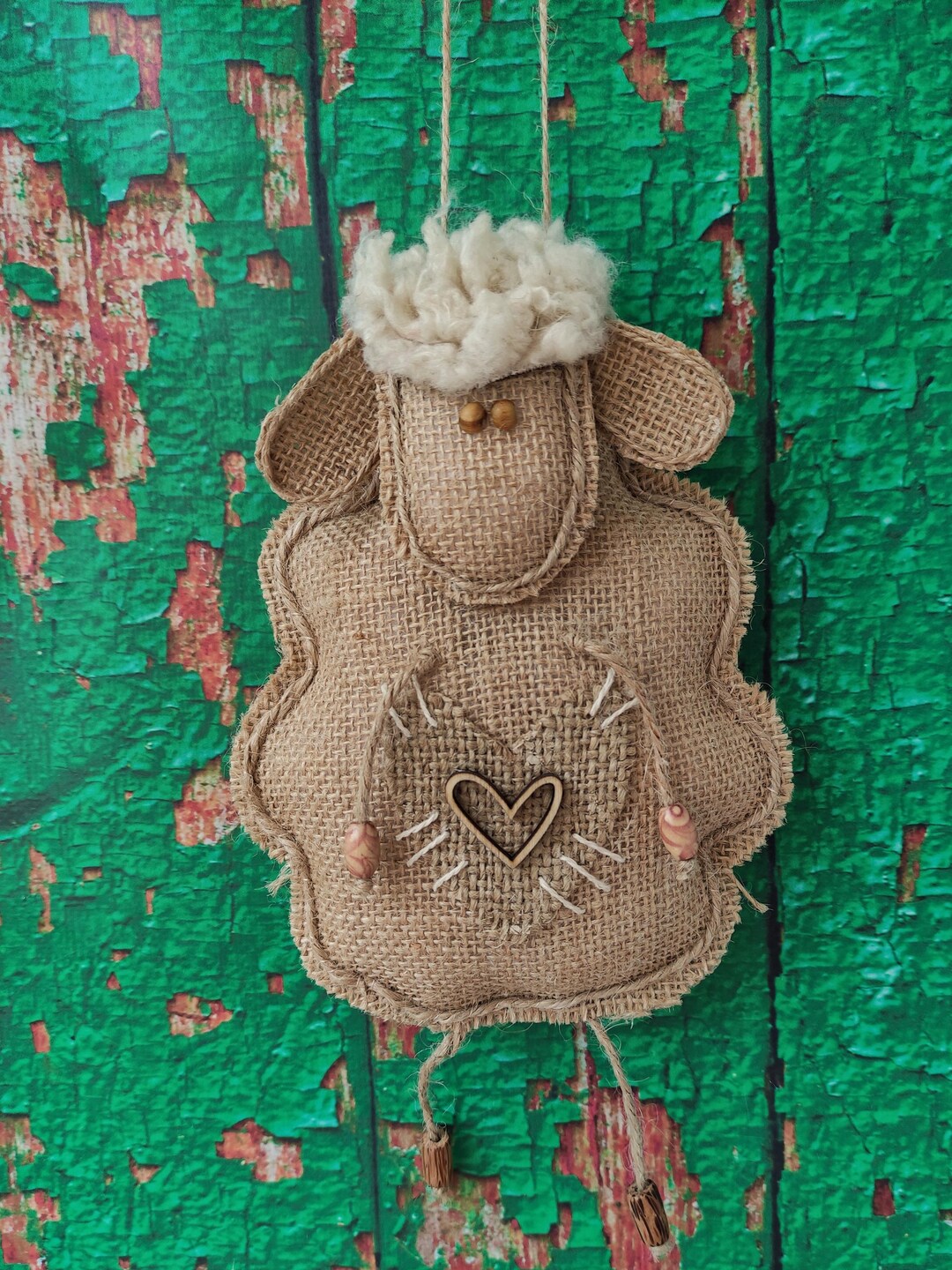Farm Animal Burlap Sheep Hanging Decor Primitive Ornament Rustic ...