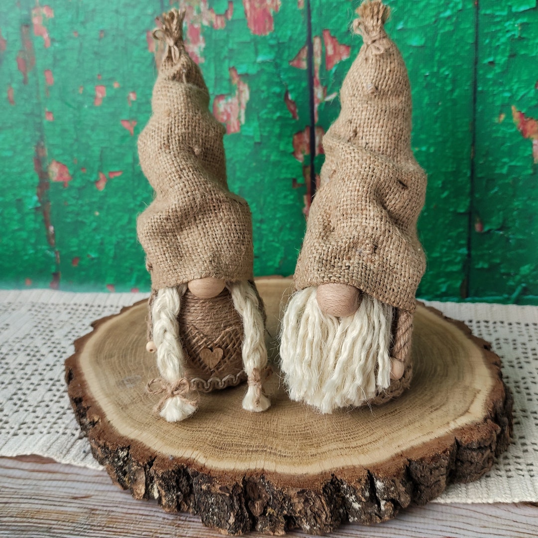 Rustic farmhouse gnome couple, rustic burlap gnomes, gnome decor, love ...