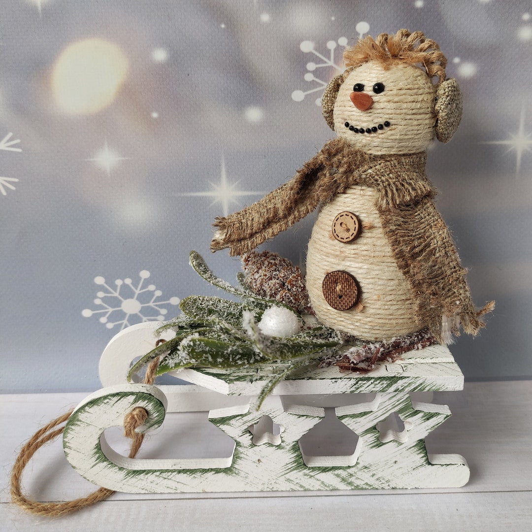 Christmas Rustic Snowman, Farmhouse Primitive Christmas Table Decor ...