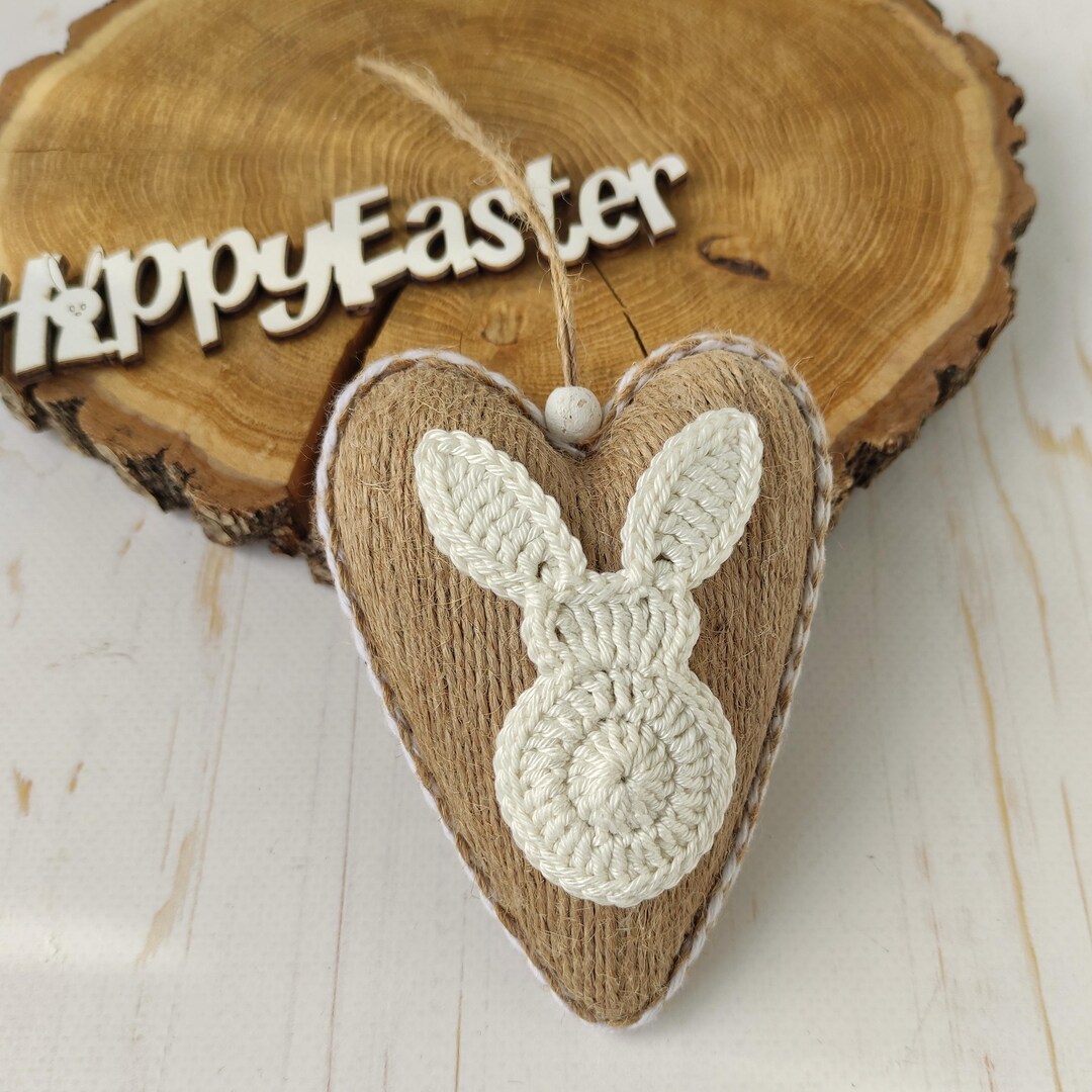 Hanging Easter Heart Ornament Rustic Farmhouse Easter Decor Jute ...