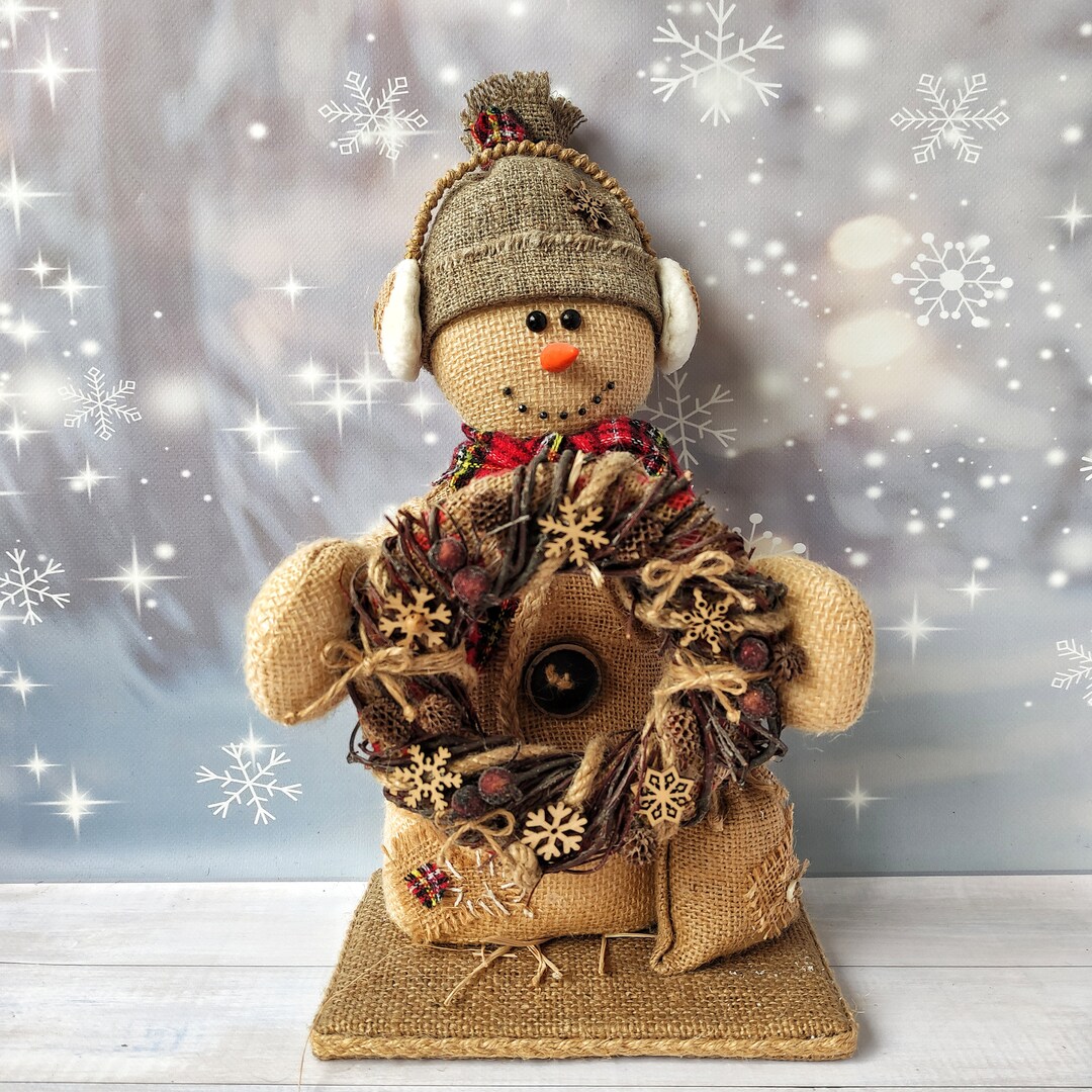 Rustic Christmas Snowman Farmhouse Christmas Table Decor Christmas ...