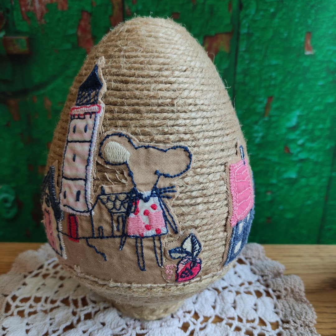 Large Easter Egg Rustic Easter Egg Farmhouse Jute Wrapped Egg Rustic ...