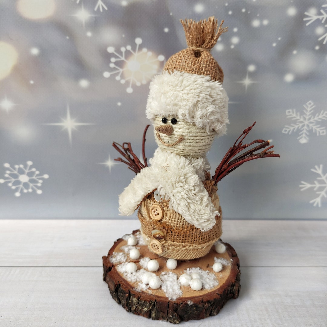 Christmas Snowman Ornament Rustic Christmas Table Decor Farmhouse ...