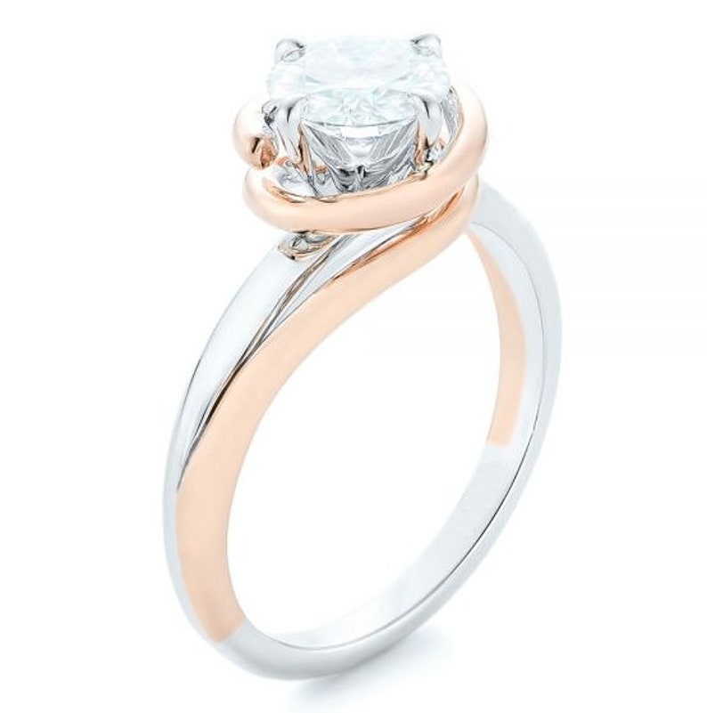 Two Tone Engagement Ring 2 Ct Round Cut Diamond Solitaire - Etsy