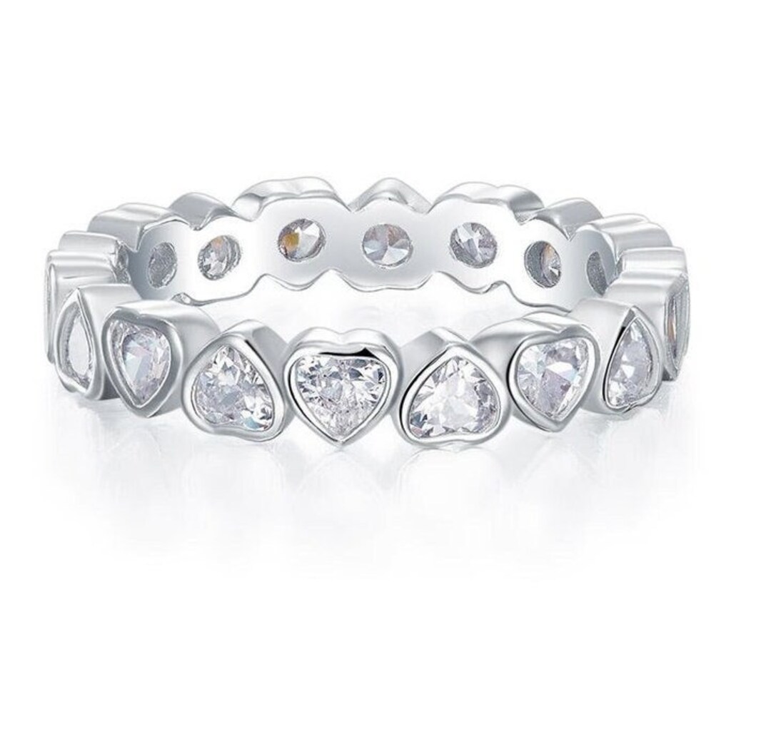 Heart Shape Wedding Band, Solid 10K 14K 18K Gold, Heart Cut Band, Full ...