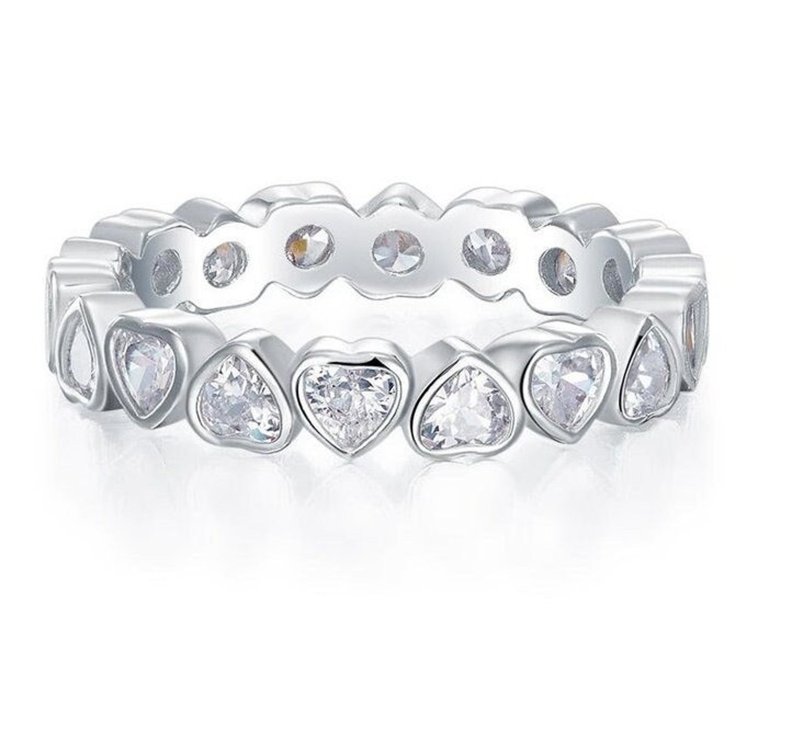 Heart Shape Wedding Band Solid 10K 14K 18K Gold Heart Cut - Etsy UK