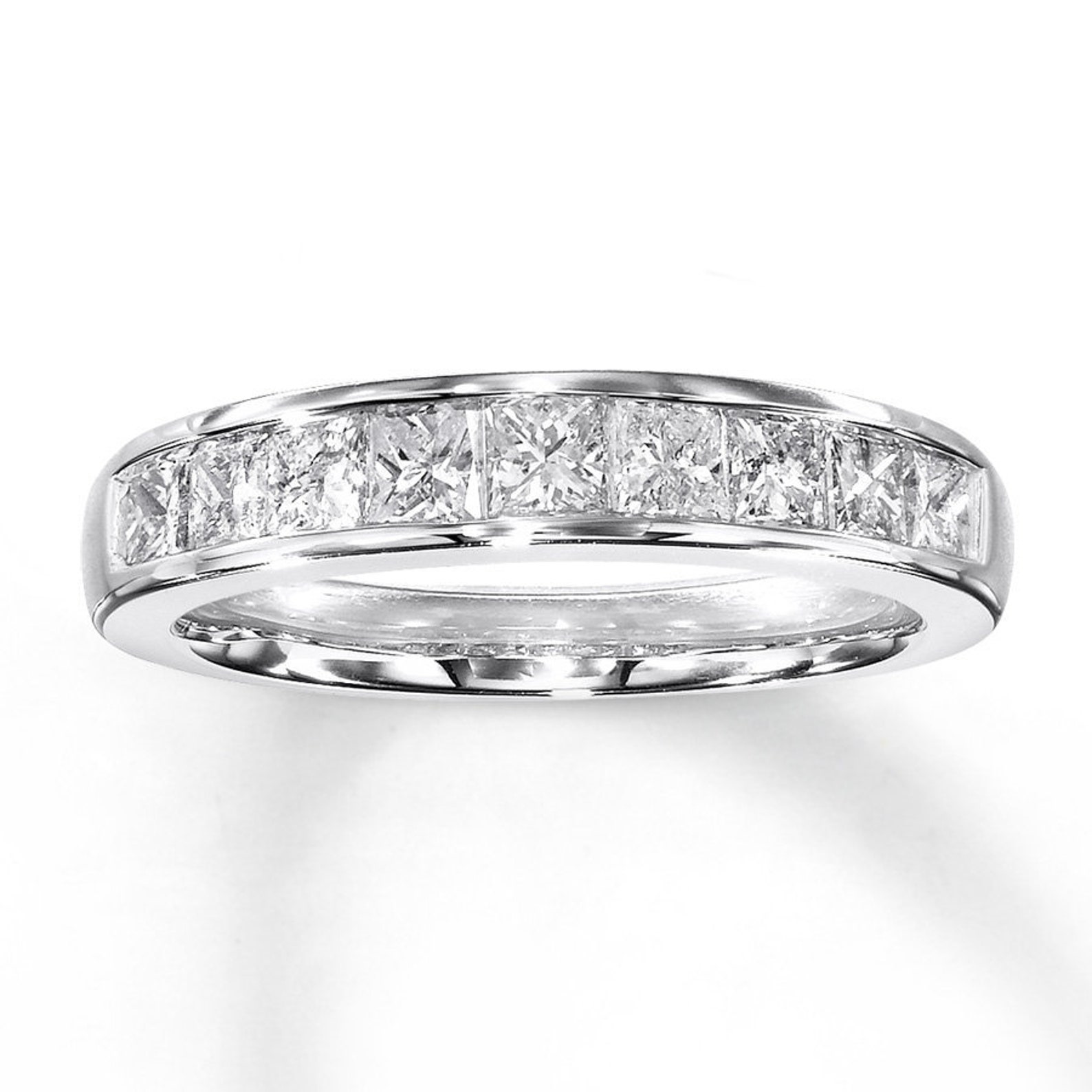 Man’s Channel Set Diamond Band, Men's Wedding Band 14K White Gold, Half ...