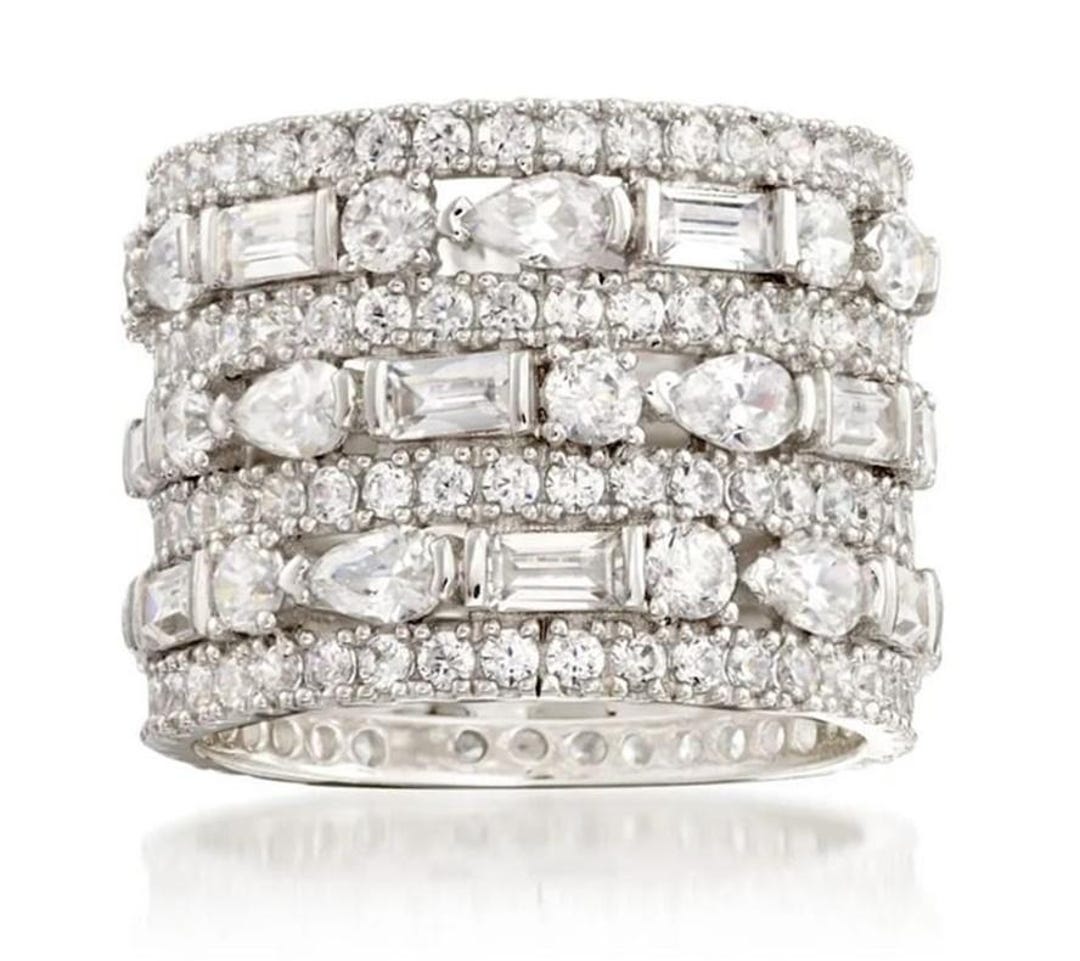 Multi Shape Eternity Band, Multi-row Eternity Wedding Band, Alternating ...