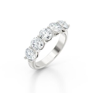 Five Stone Ring, Stacking Band Ring, Round Diamond Moissanite ...