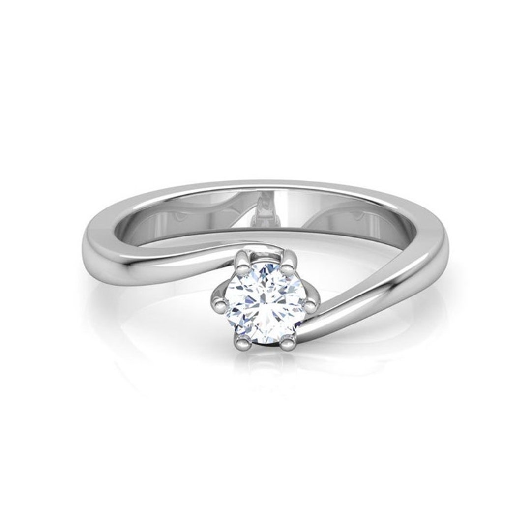 0.30 Ct Swirl Lab Grown Engagement Ring, Round Cut Brilliant CVD ...