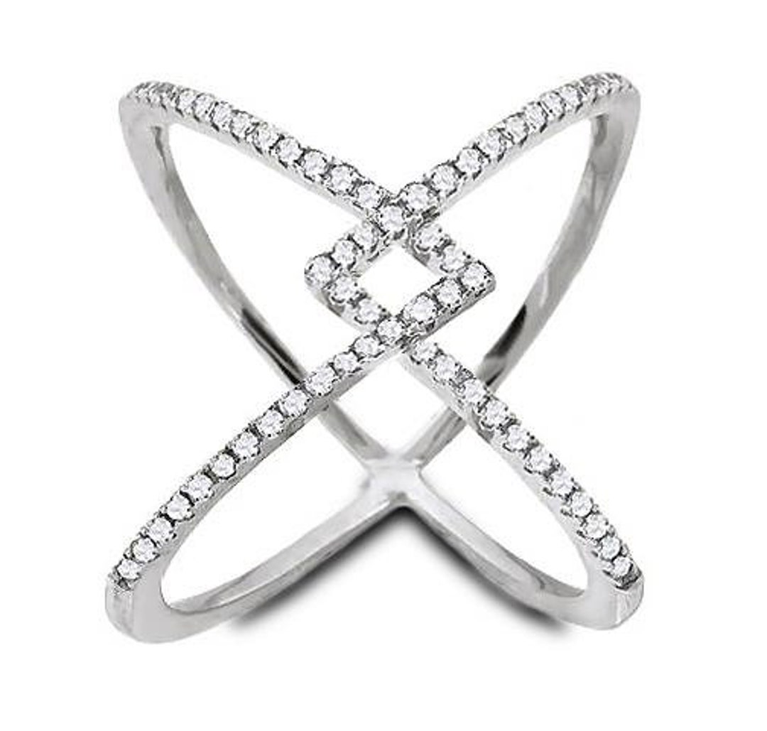 Lab Grown Diamond Criss Cross Ring, Intertwined Crisscross Ring, 0.50 ...