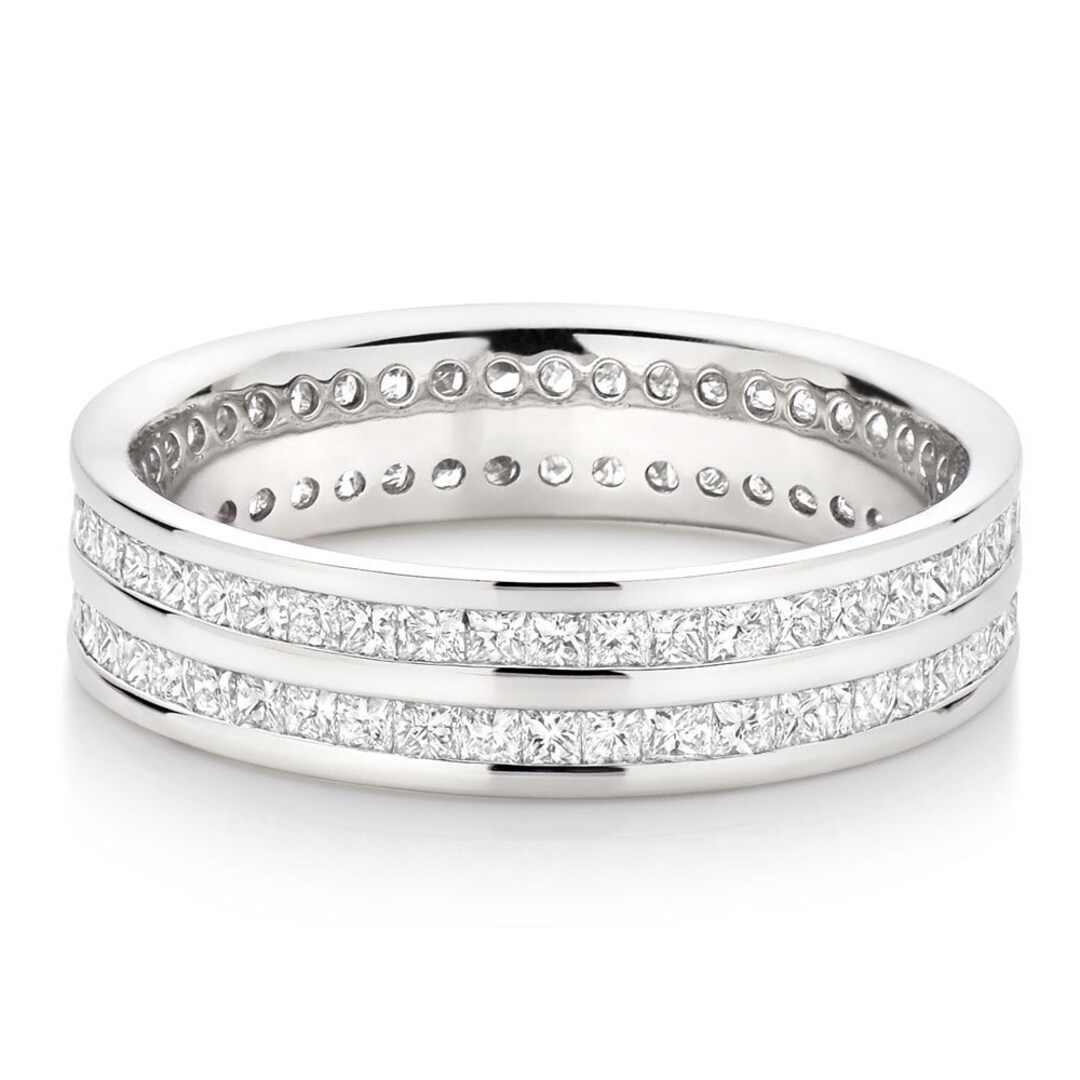 Channel Set Wedding Band in Solid 14K Gold, Channel Set Princess Cut ...