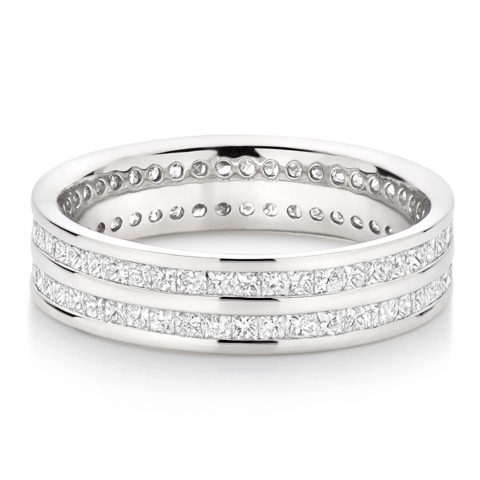 Channel Set Wedding Band in Solid 14K Gold Channel Set - Etsy UK