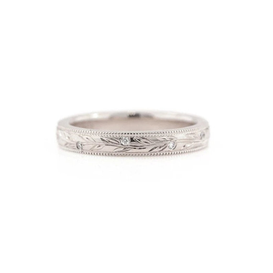 Lab Grown Diamond Filigree Milgrain Edge Floral Design Wedding Ring ...