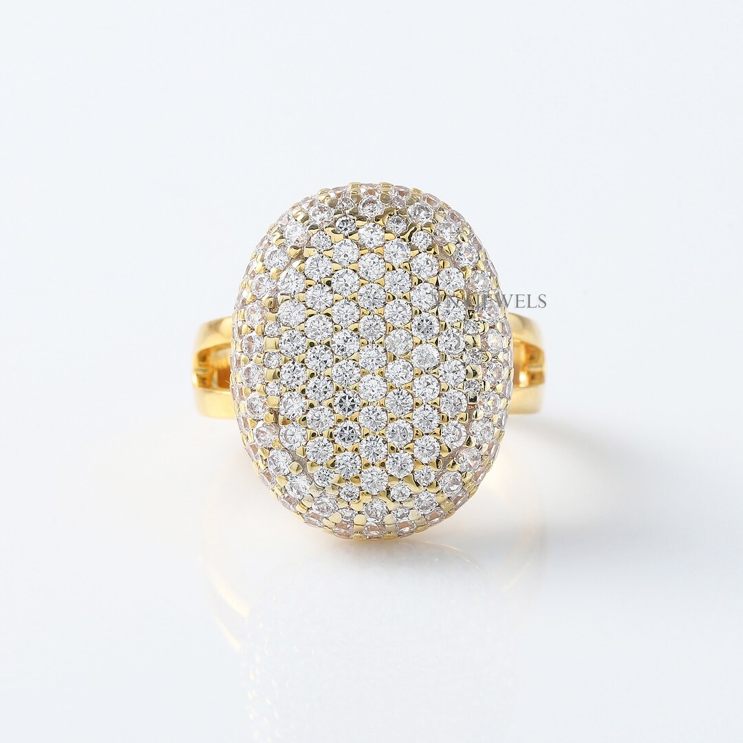 Oval Shape Cluster Wedding Ring, Full Drill Moissanite Ring, Cocktail ...