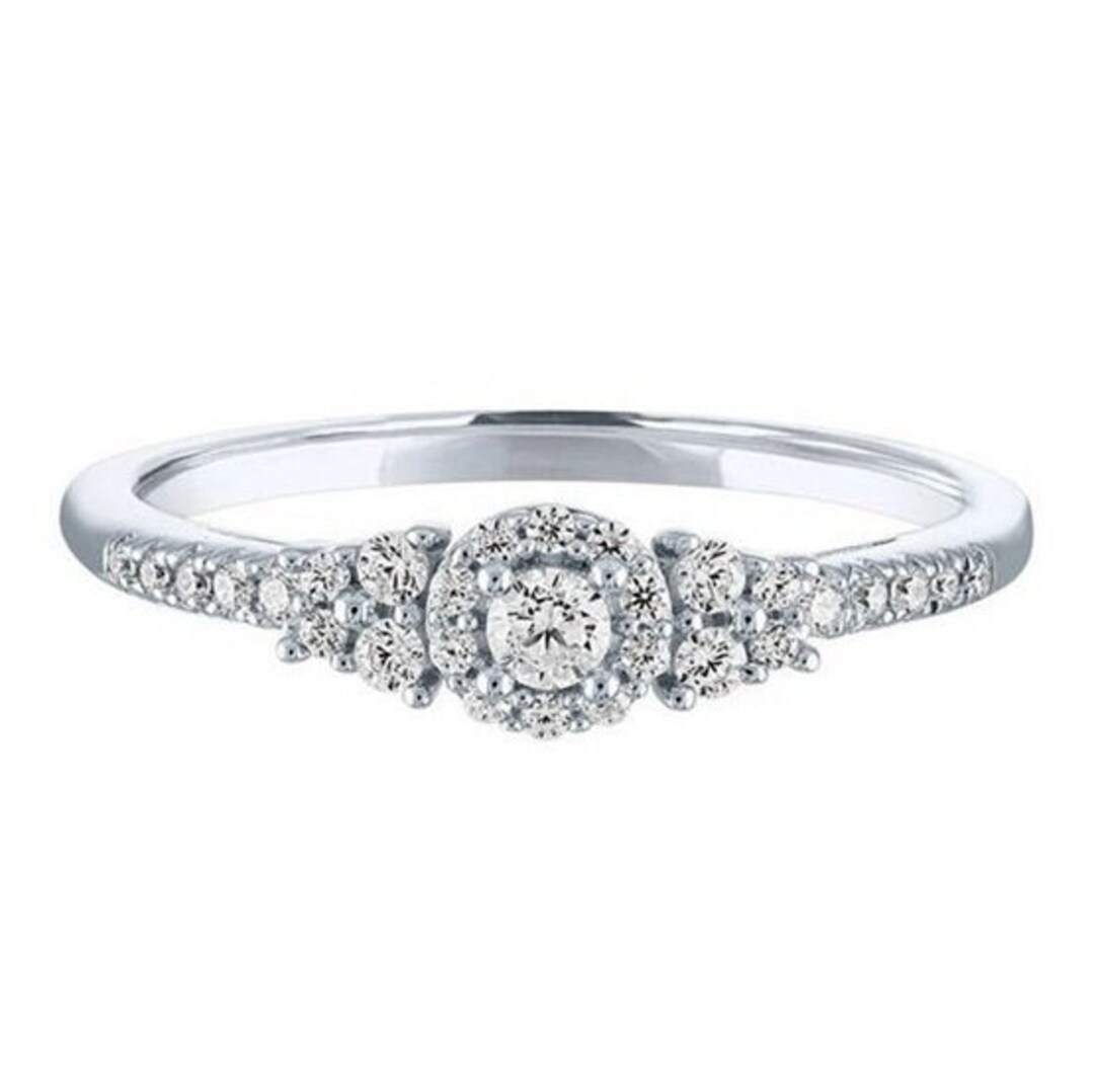 Halo Seven Stone Engagement Ring Solitaire With Accent - Etsy