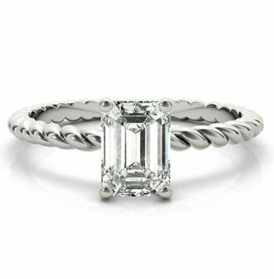 Twisted Wire Rope Ring, Solitaire Engagement Ring, Rope Ring, 1.5 Ct ...