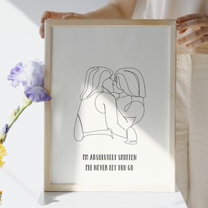 I'm Absolutely Smitten WLW Lesbian Couple Line Art A5/A4/A3 Prints High Quality Perfect Gift - Etsy