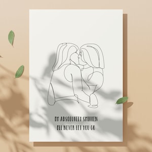 I'm Absolutely Smitten WLW Lesbian Couple Line Art A5/A4/A3 Prints High Quality Perfect Gift - Etsy