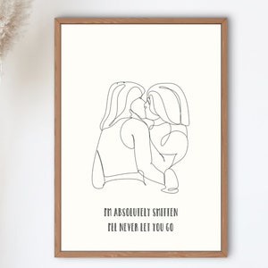I'm Absolutely Smitten WLW Lesbian Couple Line Art A5/A4/A3 Prints High Quality Perfect Gift - Etsy