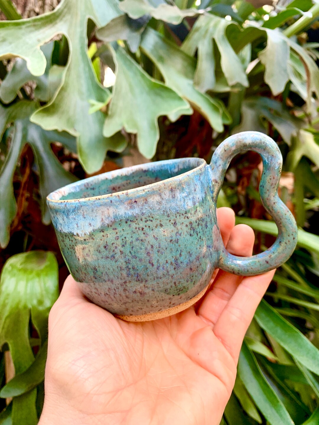 Handmade Teal Blue Ceramic Modern Wonky Mug - Etsy