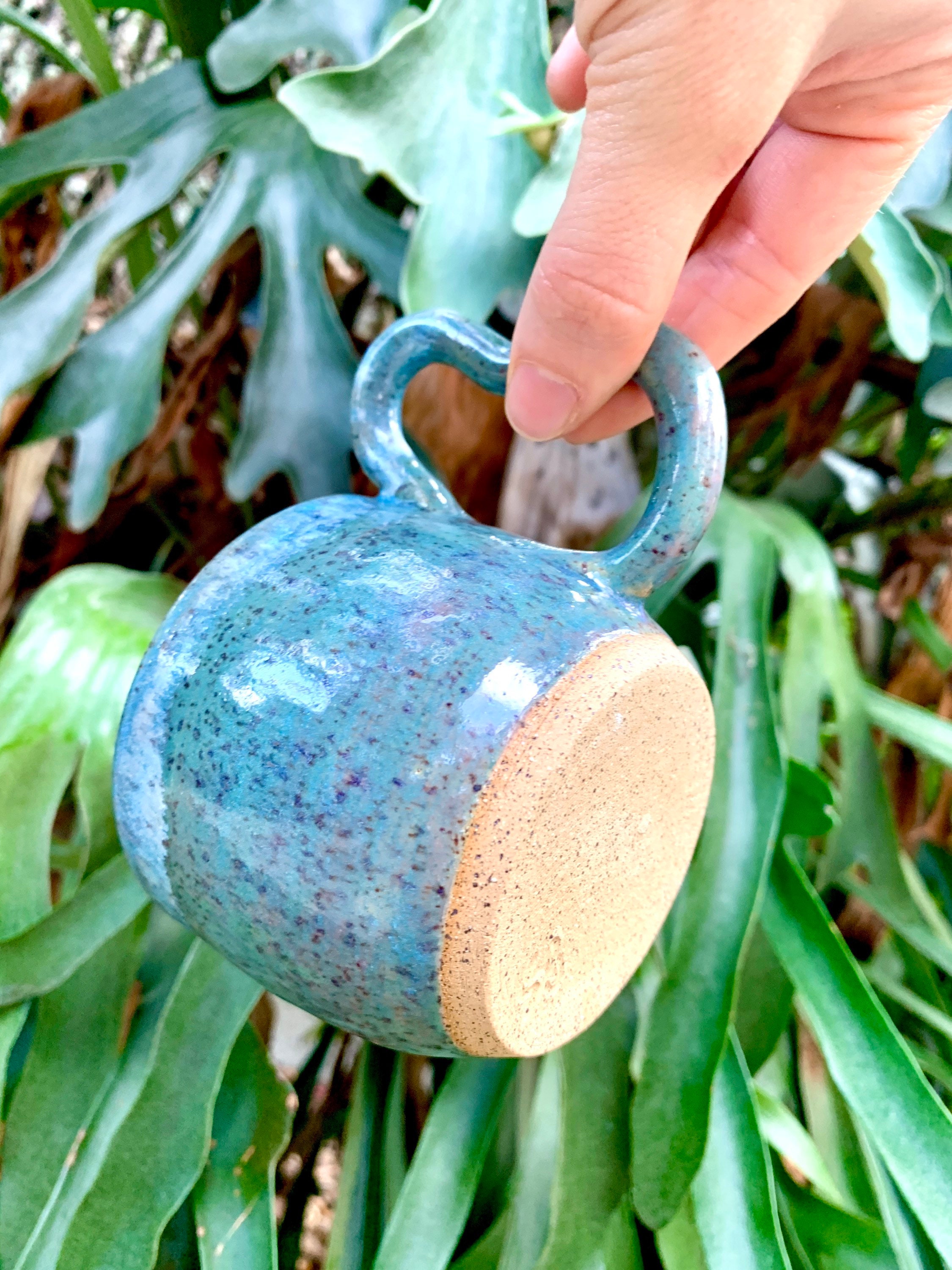 Handmade Teal Blue Ceramic Modern Wonky Mug - Etsy