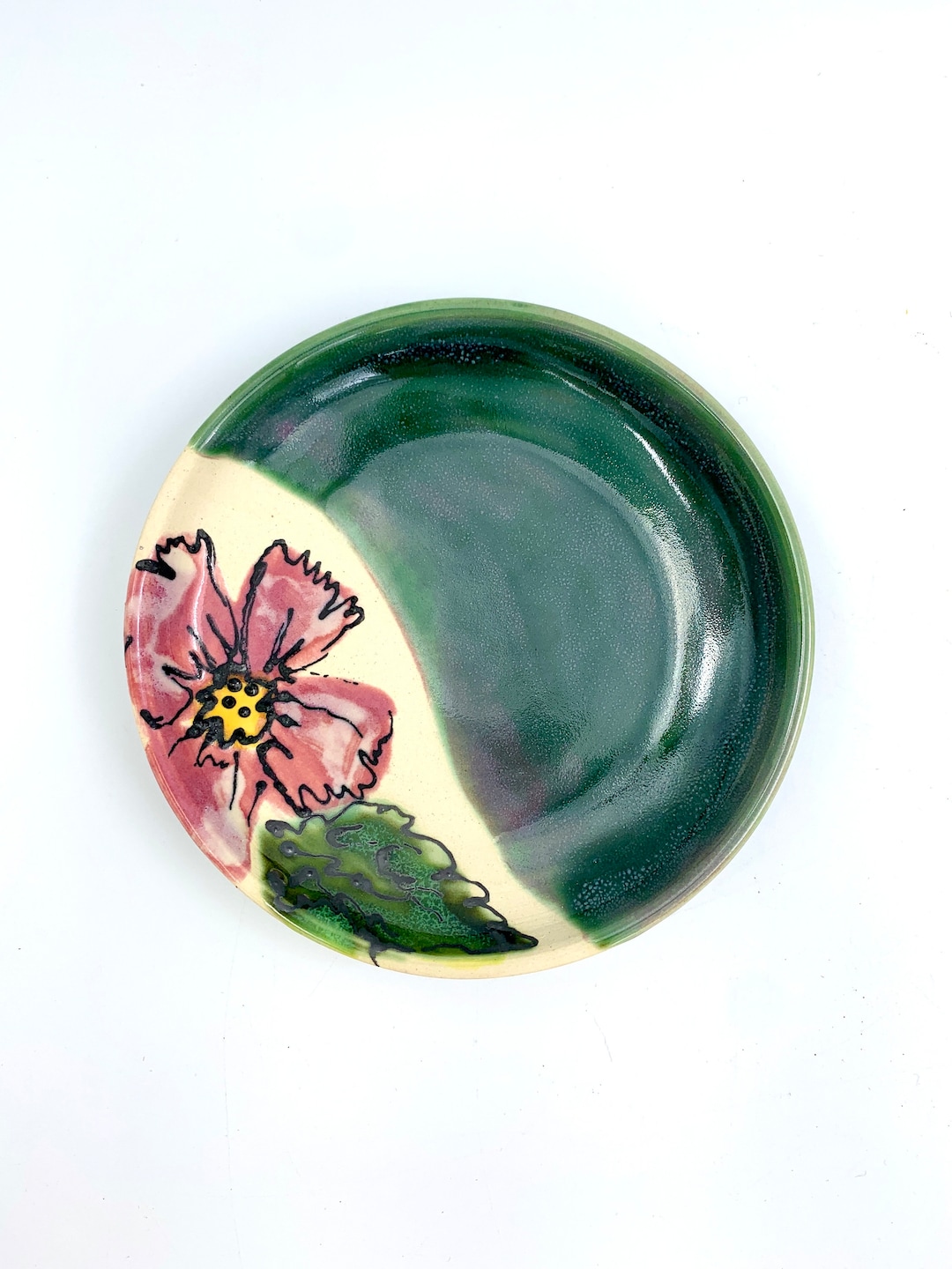 Ceramic Hand Painted Floral Trinket Tray - Etsy