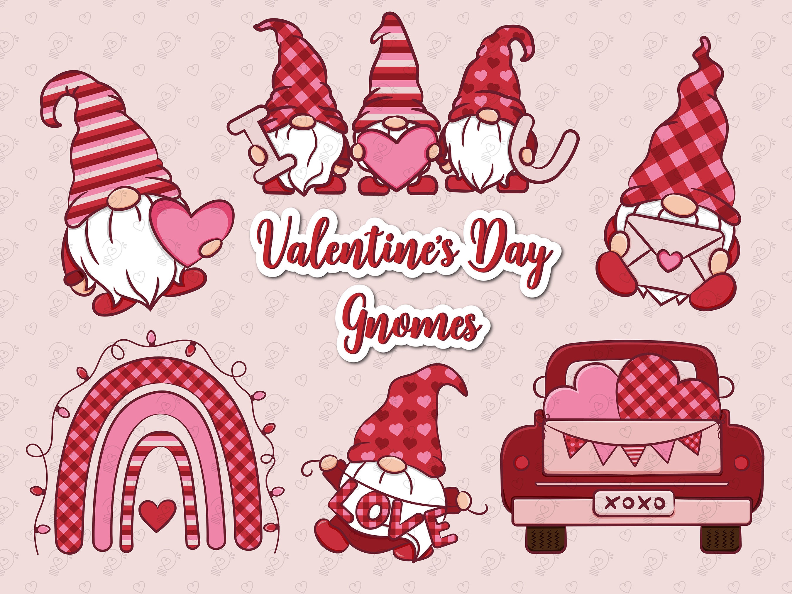 Gnome Clip Art Valentine's Day Gnomes Digital Clip Art | Etsy