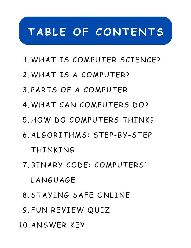Intro to Computer Science Vol 1 Workbook for Kids | Printable Digital ...