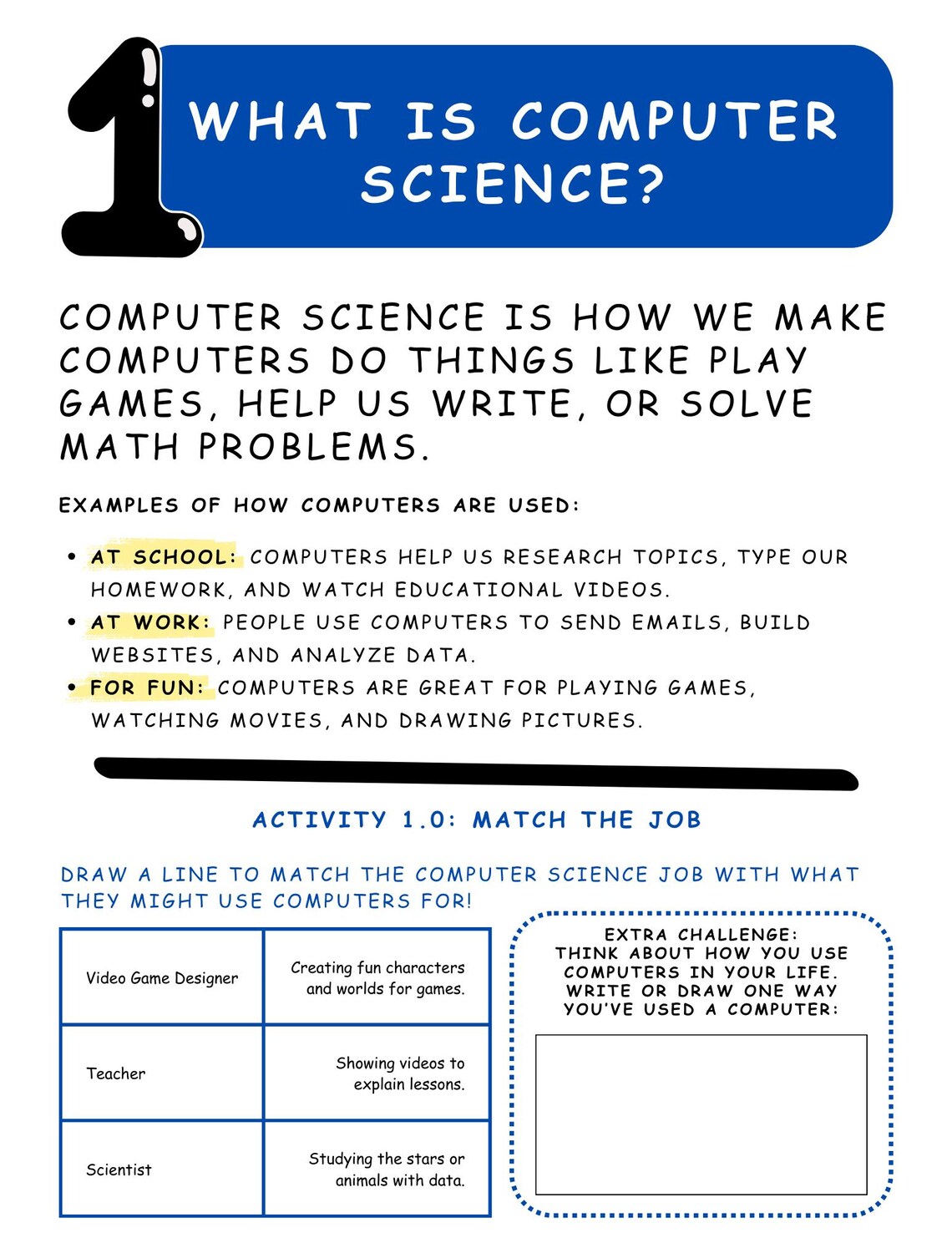 Intro to Computer Science Vol 1 Workbook for Kids | Printable Digital ...
