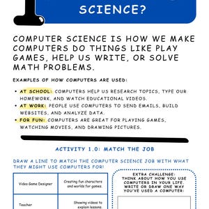 Intro to Computer Science Vol 1 Workbook for Kids | Printable Digital ...