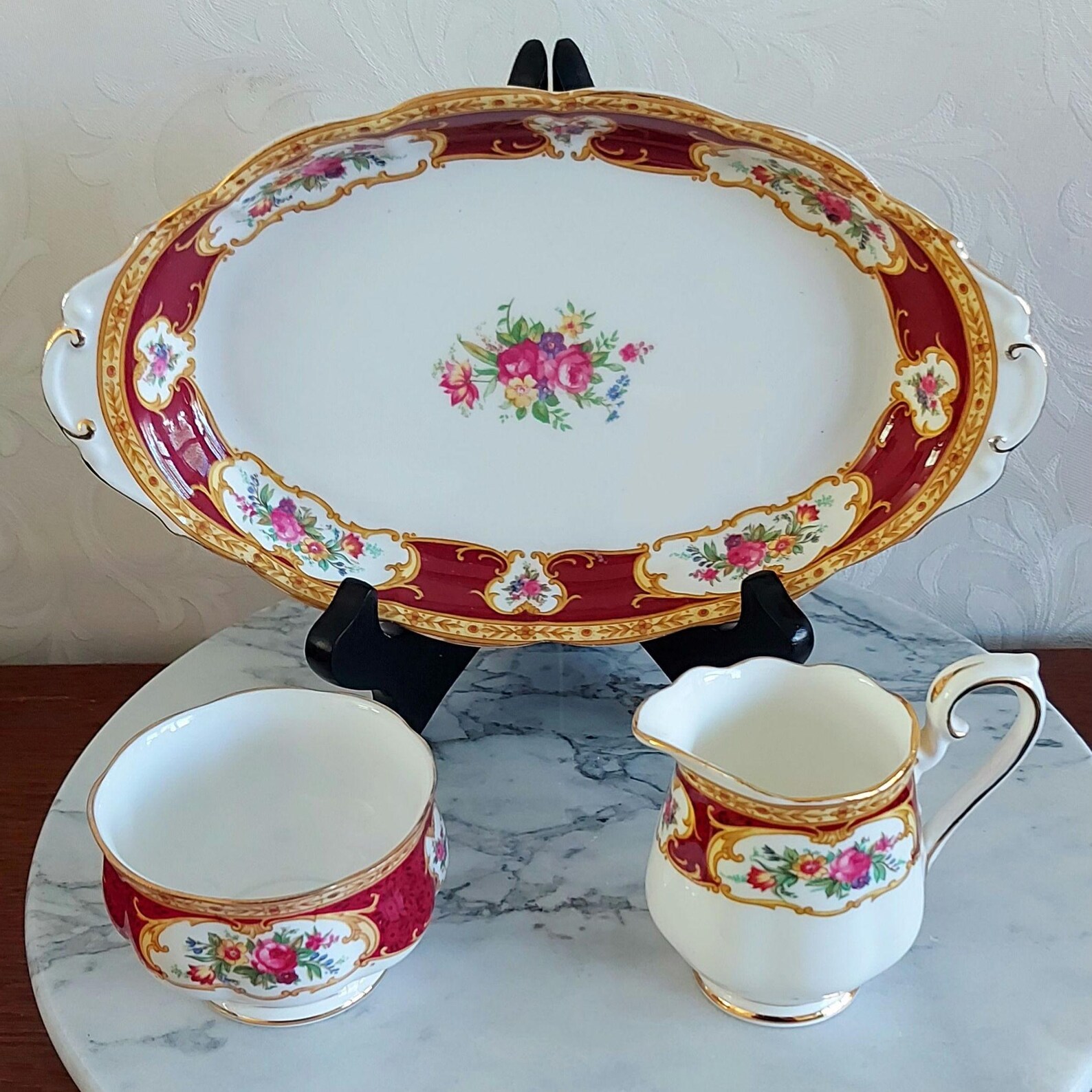Royal Albert Bone China England Lady Hamilton Cream Set Decorated With ...