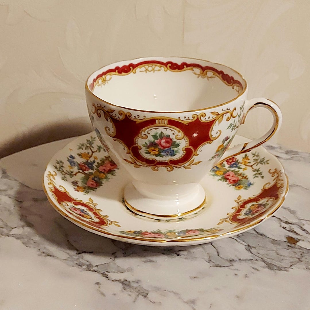 Cup and Saucer of Foley Bone China Made in England Broadway, Red ...