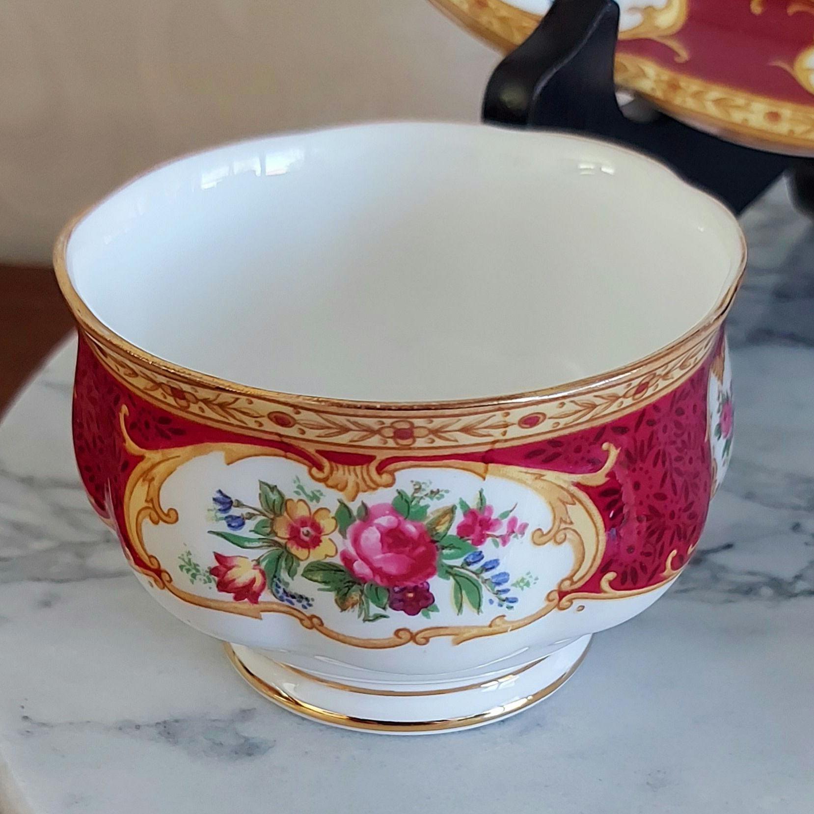 Royal Albert Bone China England Lady Hamilton Cream Set Decorated With ...