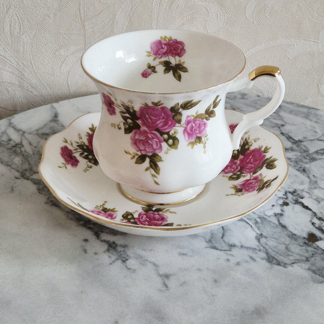 Cup and Saucer From the Royal Ascot Red Rose Series, Decorated With ...