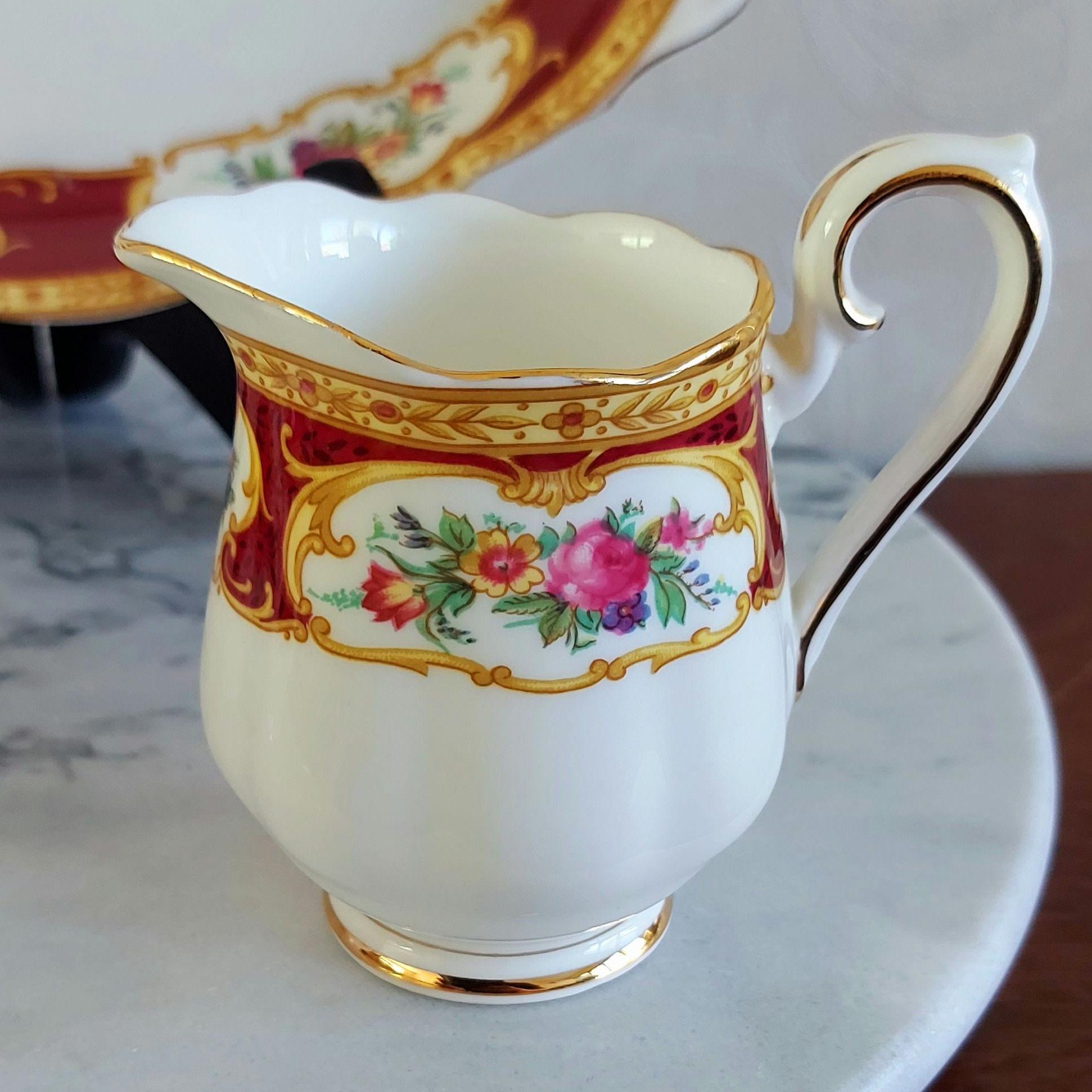 Royal Albert Bone China England Lady Hamilton Cream Set Decorated With ...