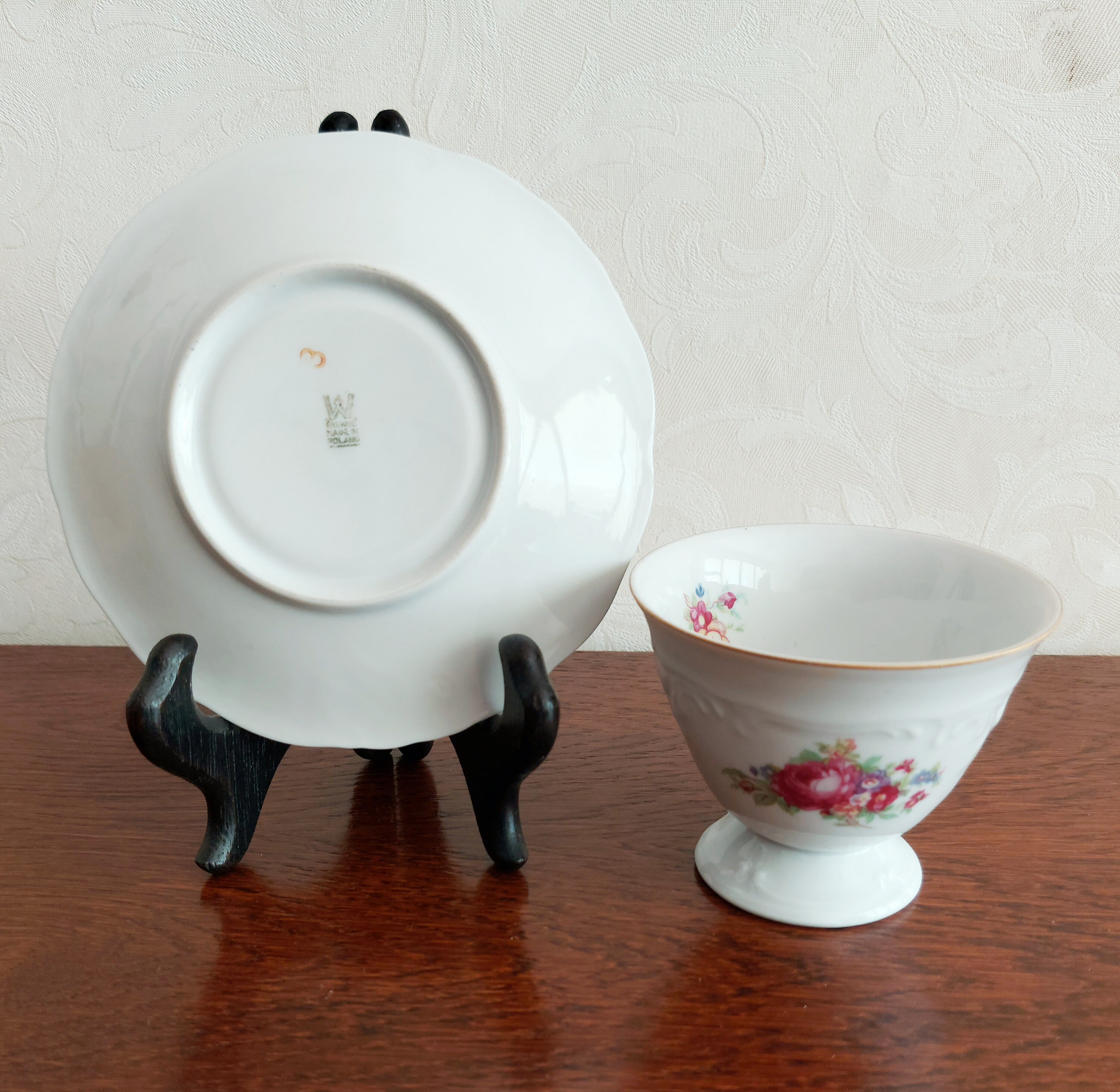 Wawel Cup and Saucer Made in Poland Beautifully Decorated With Pink ...