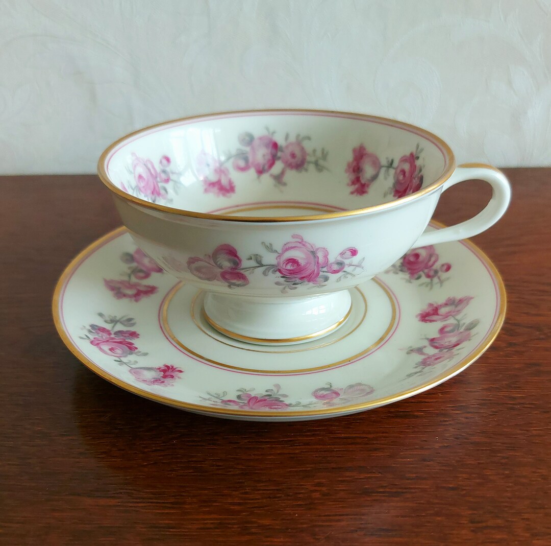Cup and Saucer by Thomas Ivory Bavaria Germany Decorated With Pink ...