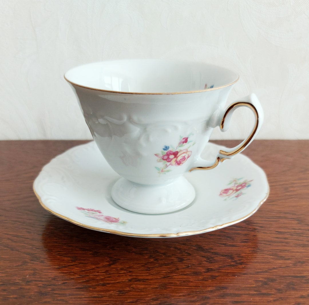 Wawel Cup and Saucer Made in Poland Beautifully Decorated With Pink ...