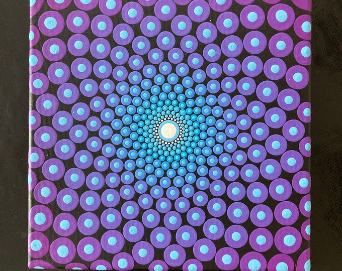 Purple and Blue Sacred Geometry Dot Mandala Acrylic Painting Dot Art ...