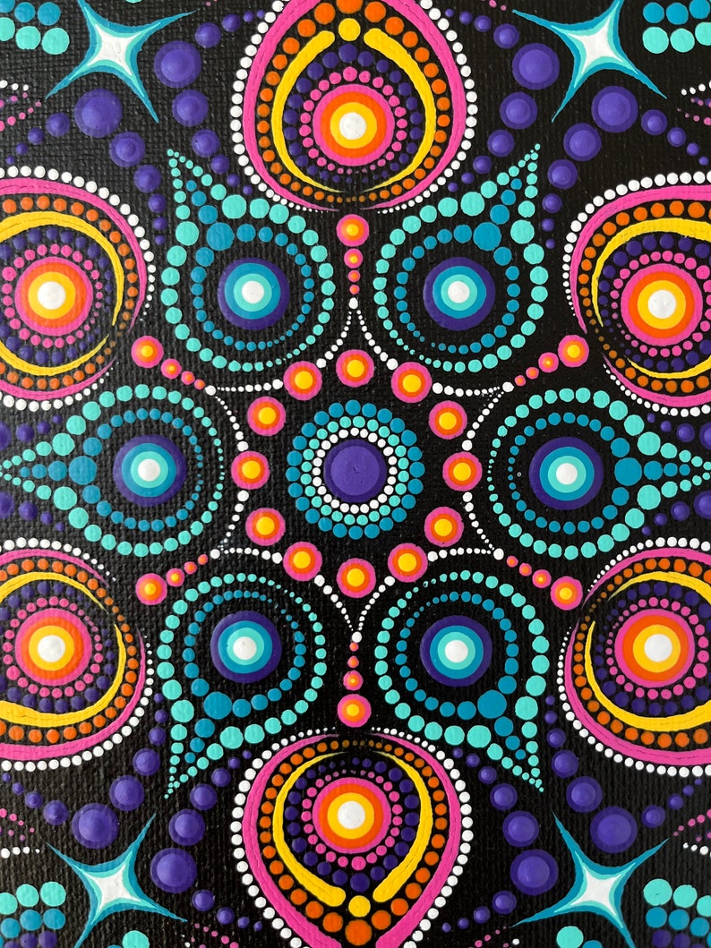 Bright and Colourful Dot Mandala Painting Original Dot Art Canvas Dot ...
