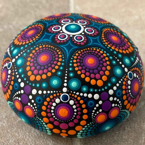Hand Painted Dot Mandala Rock Painted Mandala Stone Mandala Dot ...