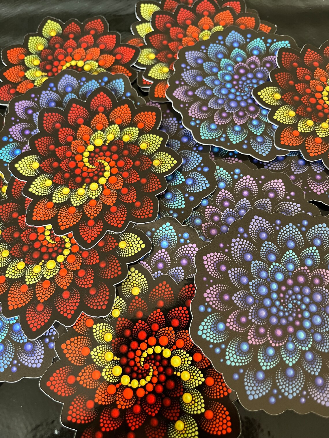 Blue and Purple Spiral Vinyl Sticker Mandala Weatherproof, Sticker Dot ...