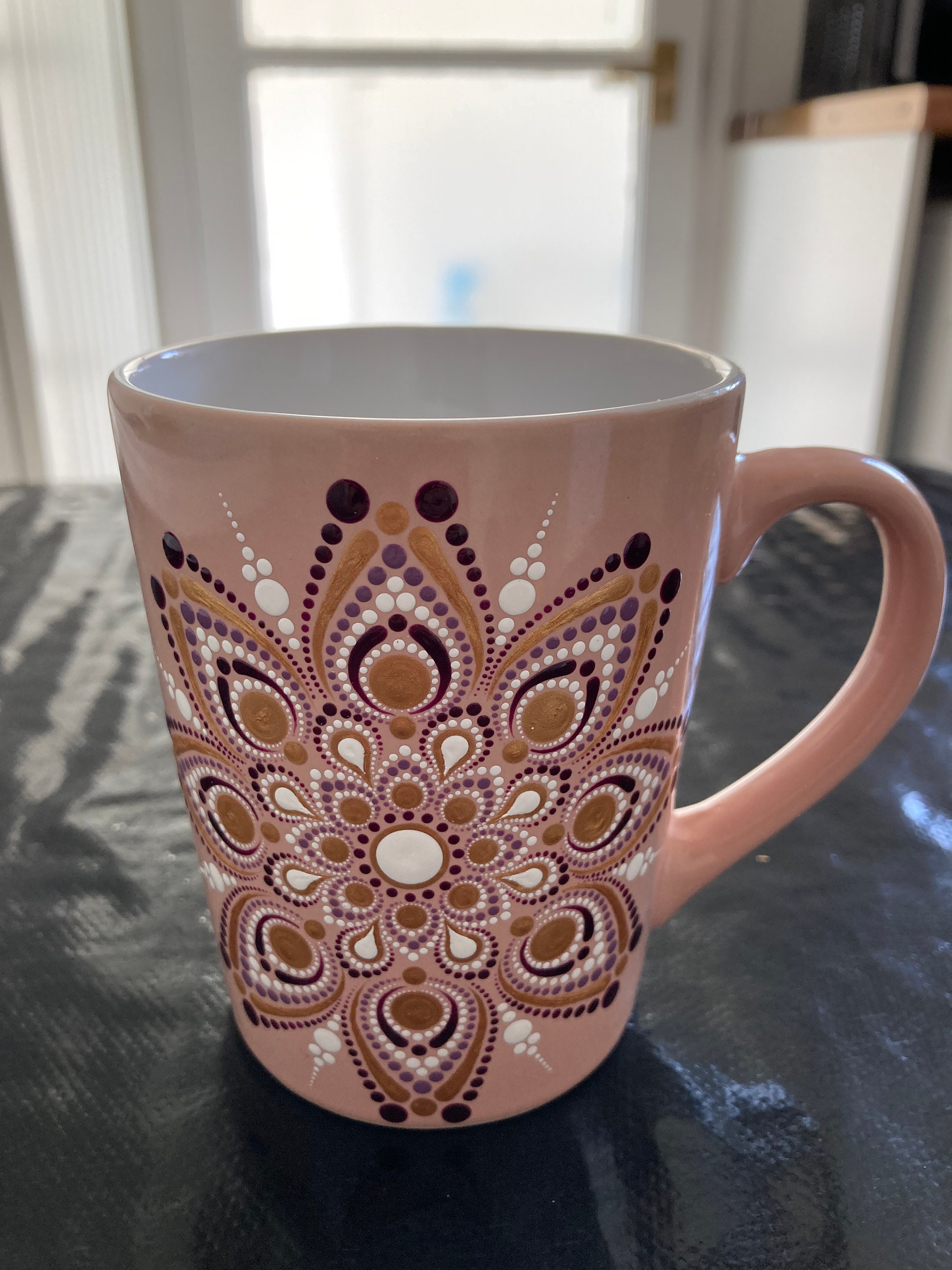 Hand Painted Mandala Mug Painted Mandala Cup Mandala Coffee Mug Tea Cup ...