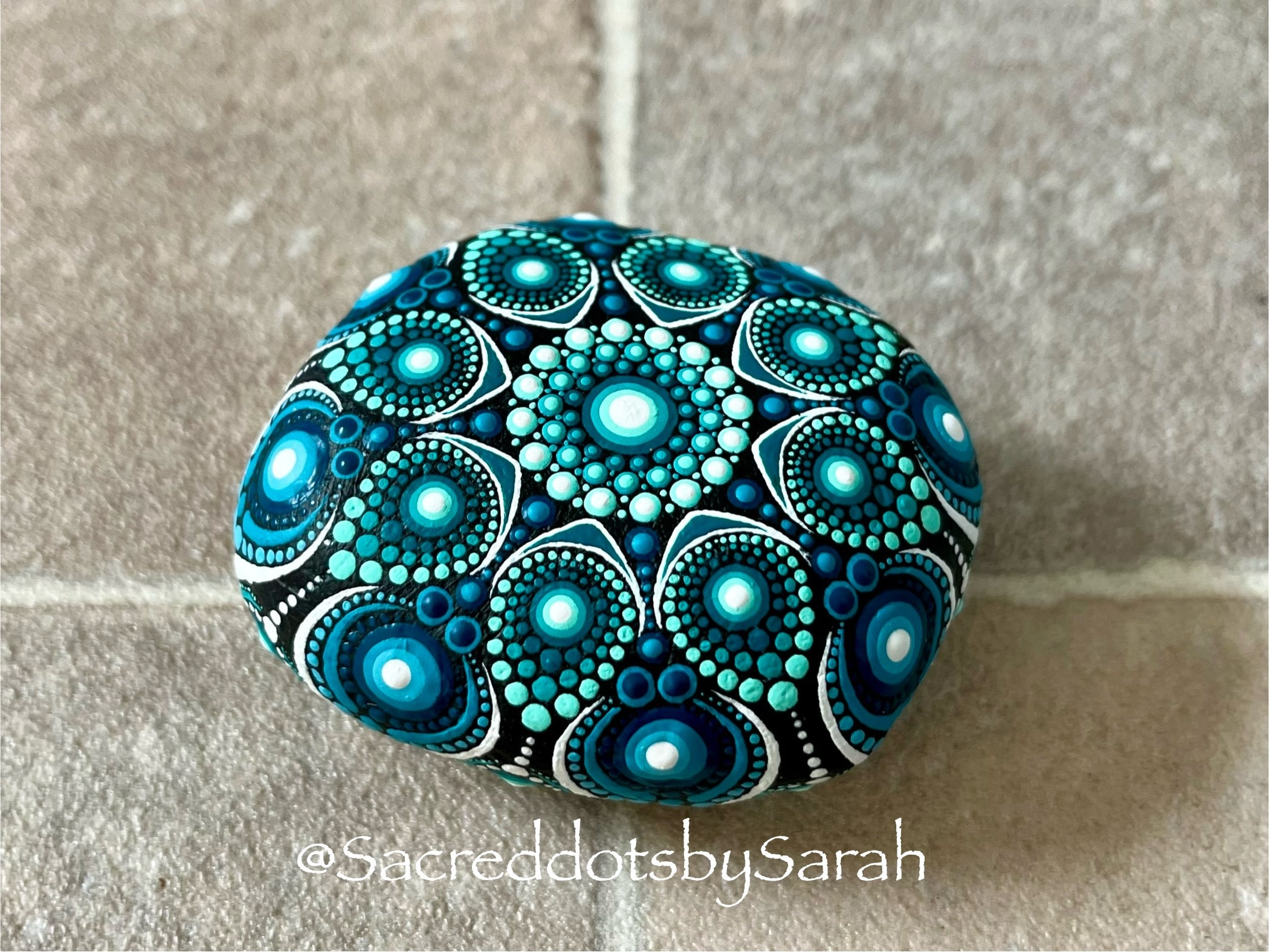 Hand Painted Dot Mandala Rock, Painted Mandala Stone Sacred Geometry ...
