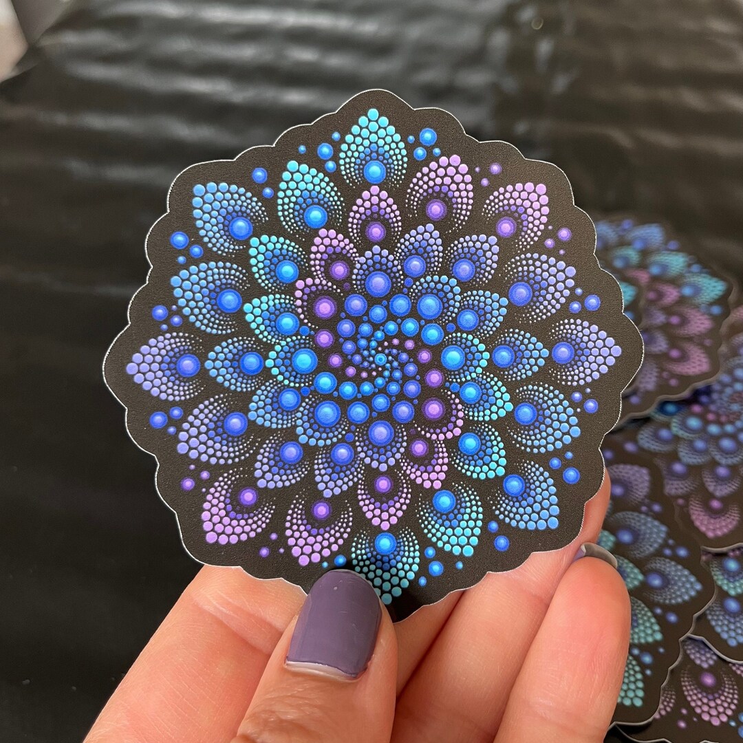 Blue and Purple Spiral Vinyl Sticker Mandala Weatherproof, Sticker Dot ...