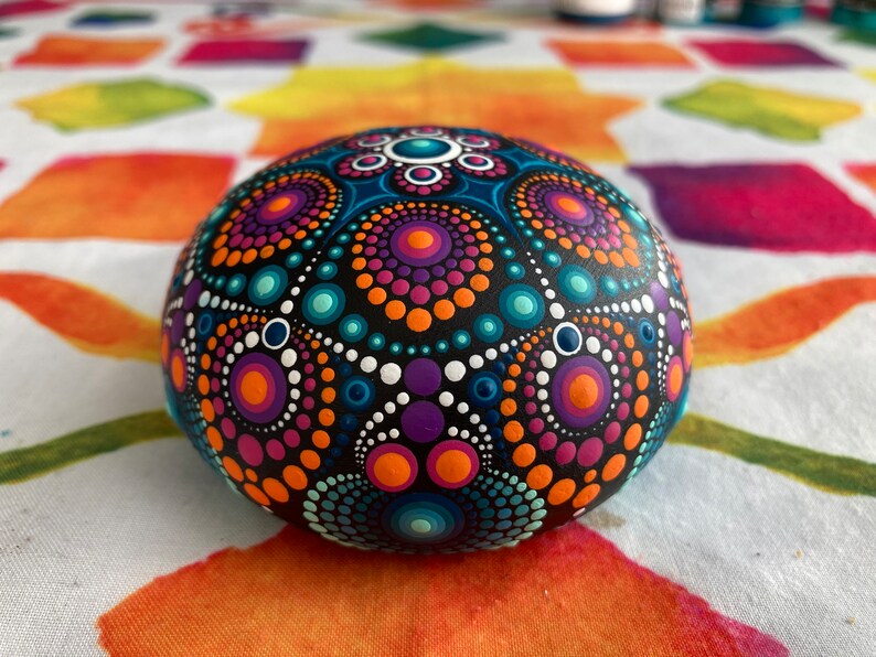 Hand Painted Dot Mandala Rock Painted Mandala Stone Mandala Dot ...